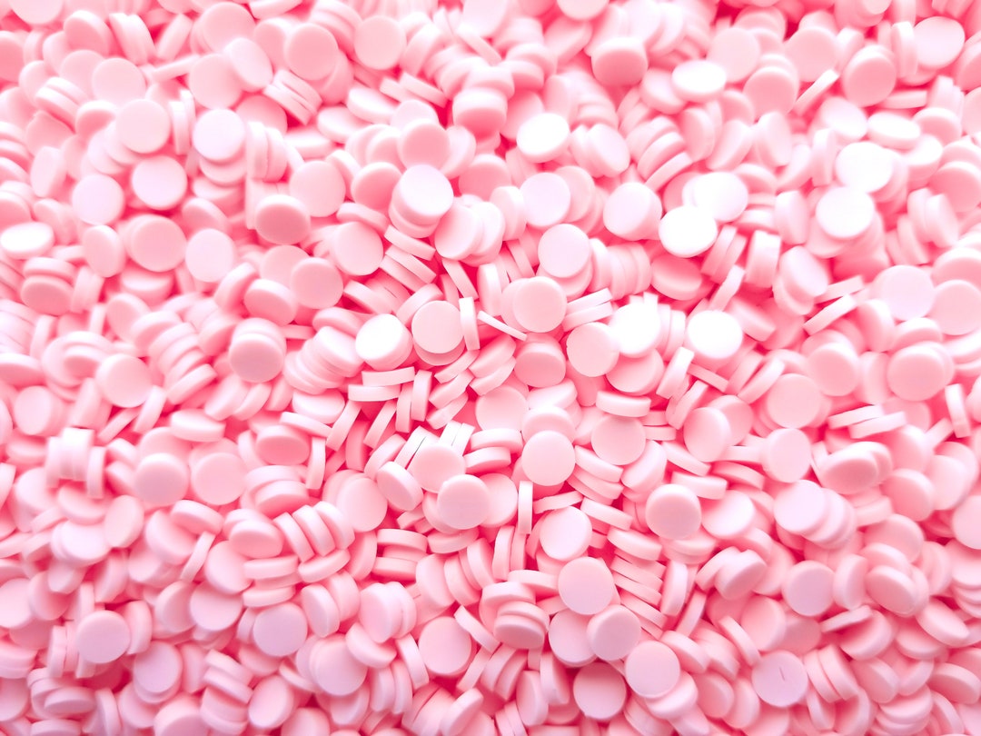 Pastel Pink Chip Polymer Clay Round Confetti Circles, Fake Sprinkles ...