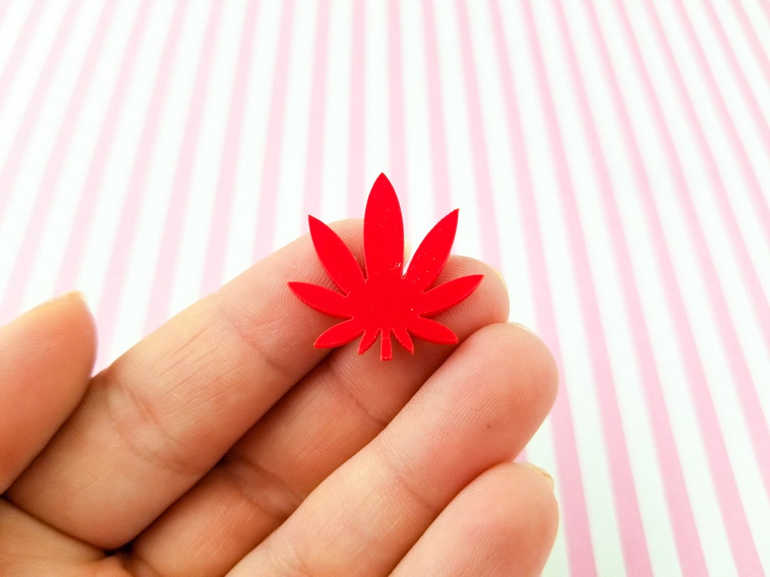 3 Small Red Laser Cut Acrylic Pot Leaf Cabochon Charms, Marijuana, Weed ...