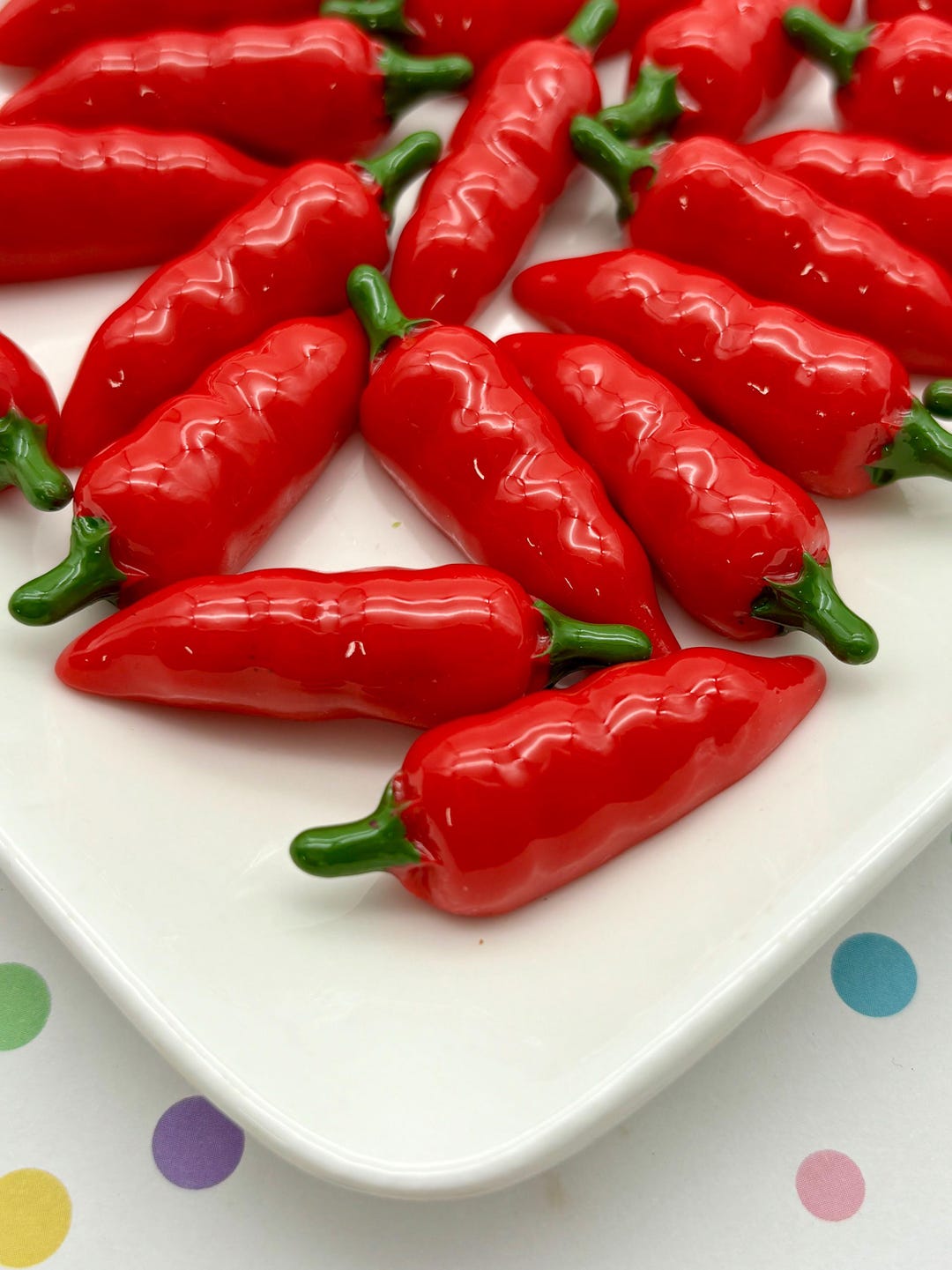 6 Flatbacked Acrylic Plastic Red Chili Pepper Kawaii Cabochons, Flat ...