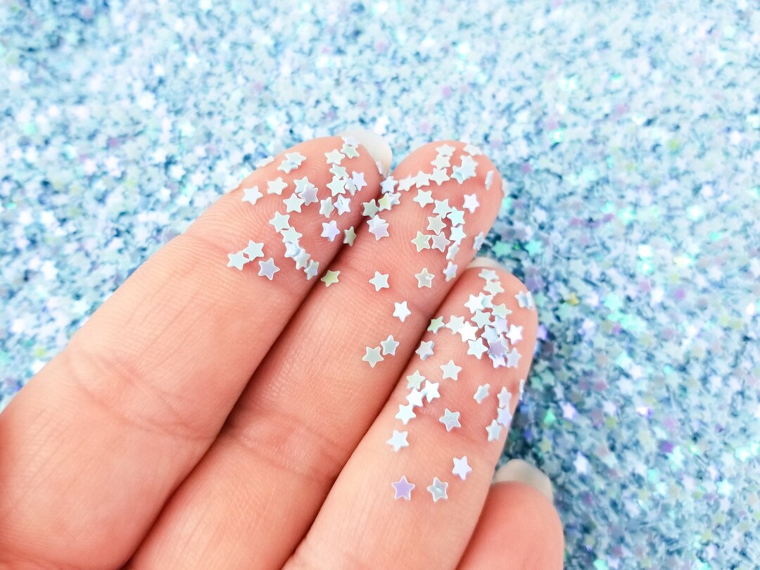 Light Blue Iridescent Shift Star Glitter, Kawaii Decoden Glitter, Resin ...