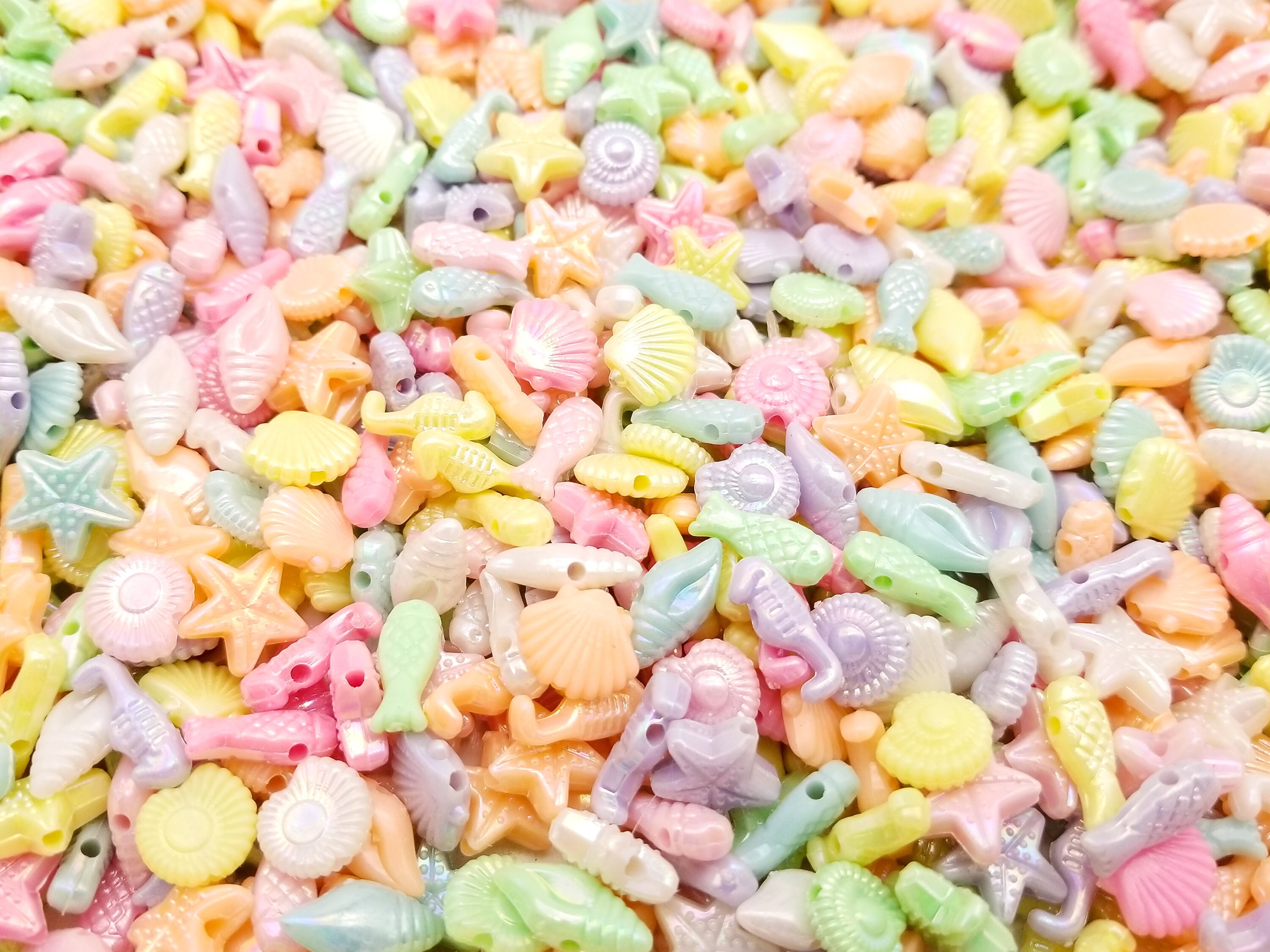 50 Pieces Iridescent AB Assorted Pastel Seashell Beads Beach - Etsy