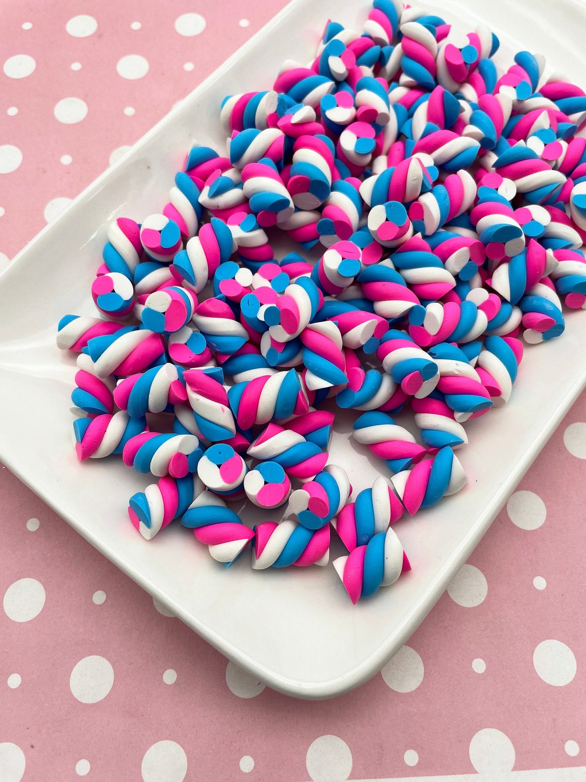 10 Bright Cotton Candy Polymer Clay Candy Marshmallow Twists - Etsy