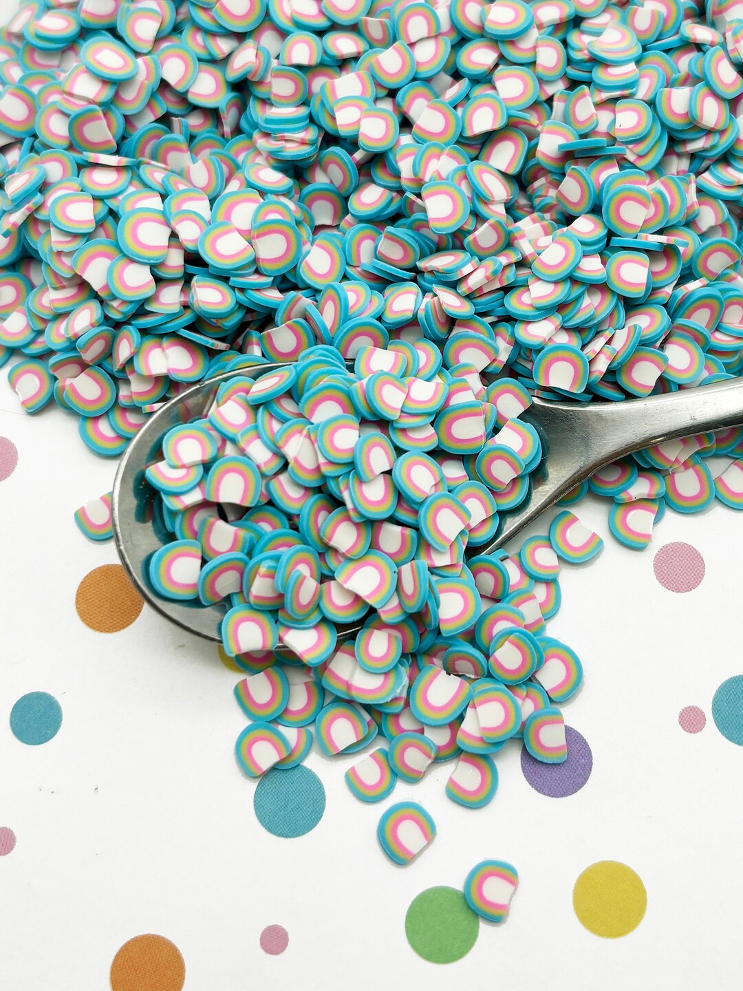 Pastel Mallow Rainbow Slice Polymer Clay Kawaii Sprinkles, INEDIBLE ...