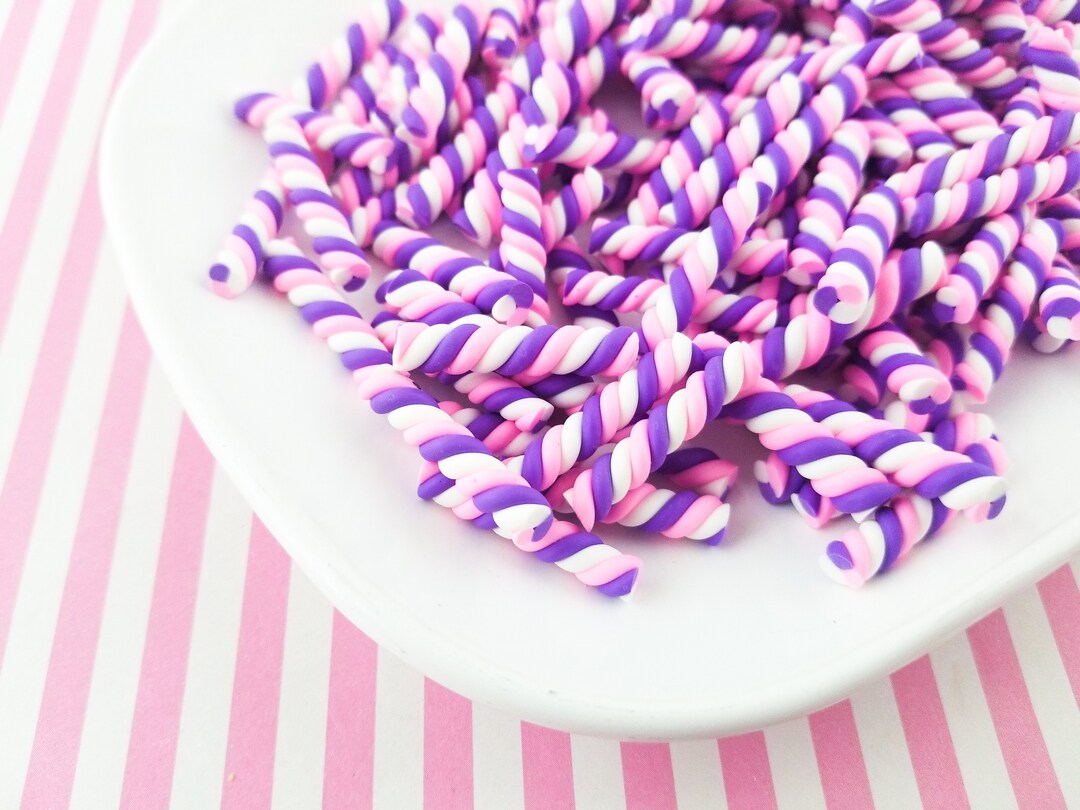 10 Pink, Purple, and White Candy Polymer Clay Candy Pastel Marshmallow ...