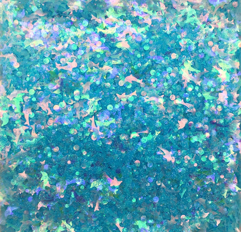 Aqua Blue Pixie Dust Iridescent Shift Assorted Shape Dolphin Glitter ...