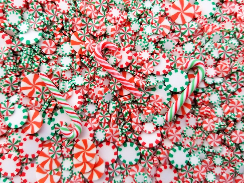 Christmas Candy Mint Sprinkle Mix With 3 Polymer Candy Canes - Etsy
