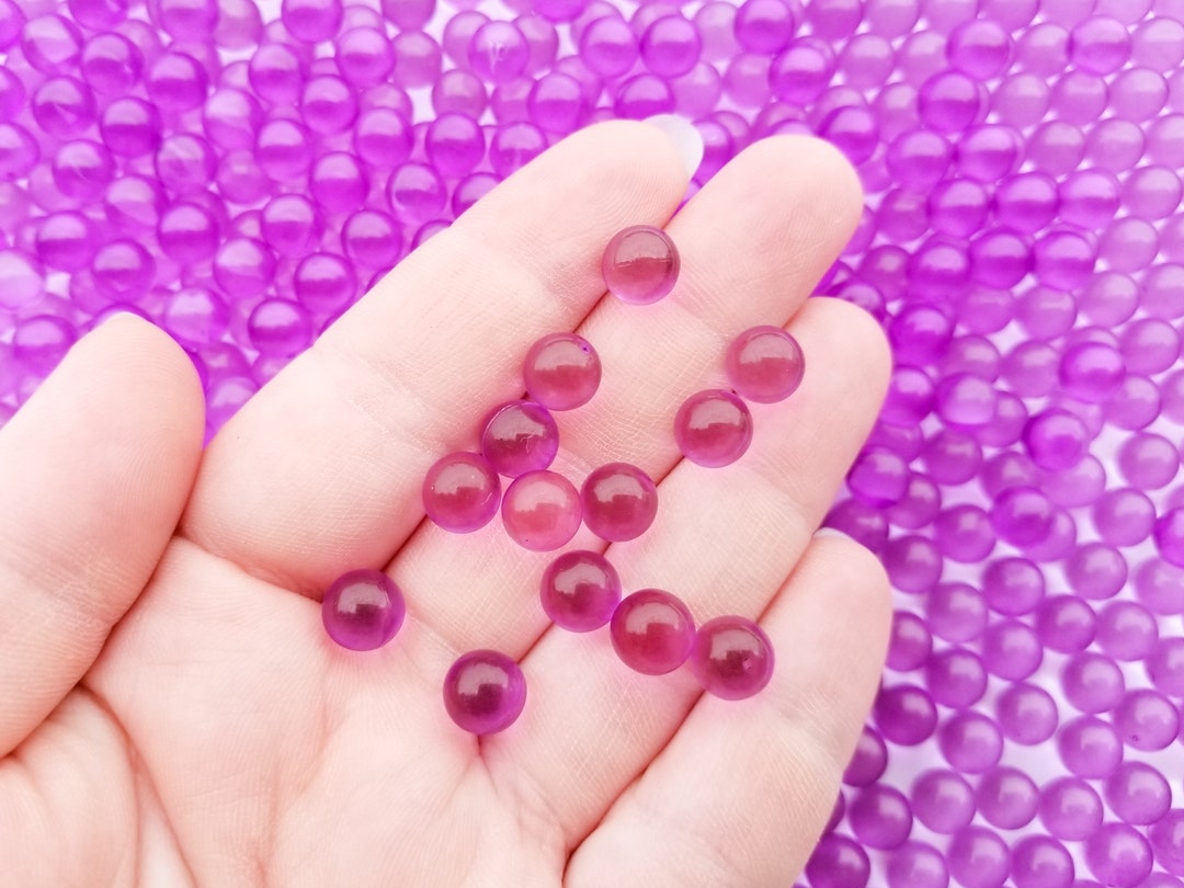 Purple 8mm Round Translucent Pearls, Popping Boba Resin Gumball Faux ...