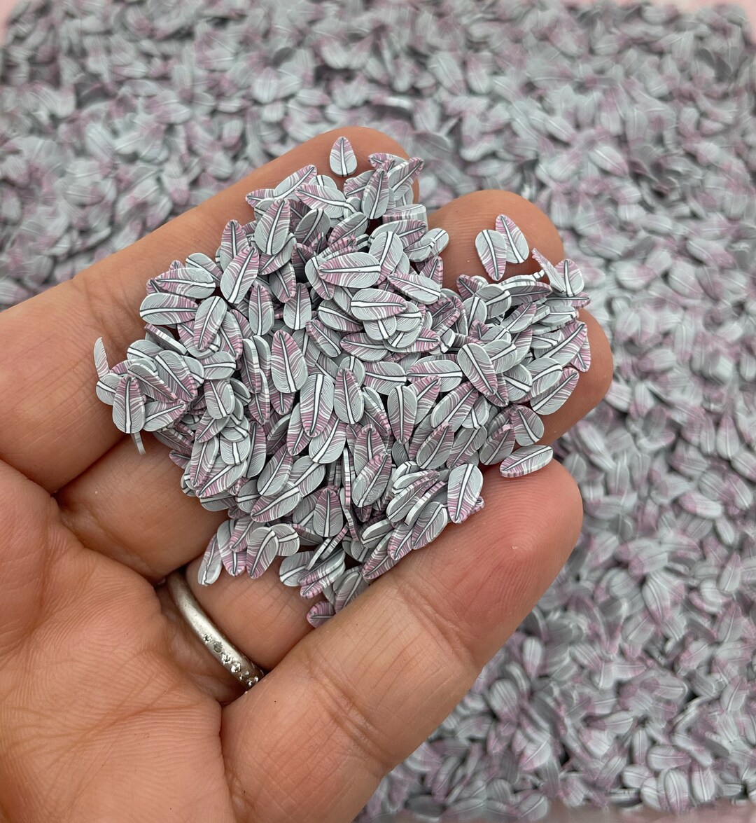 Grey and Purple Feather Slices, Gradient Polymer Clay Feather Sprinkles ...