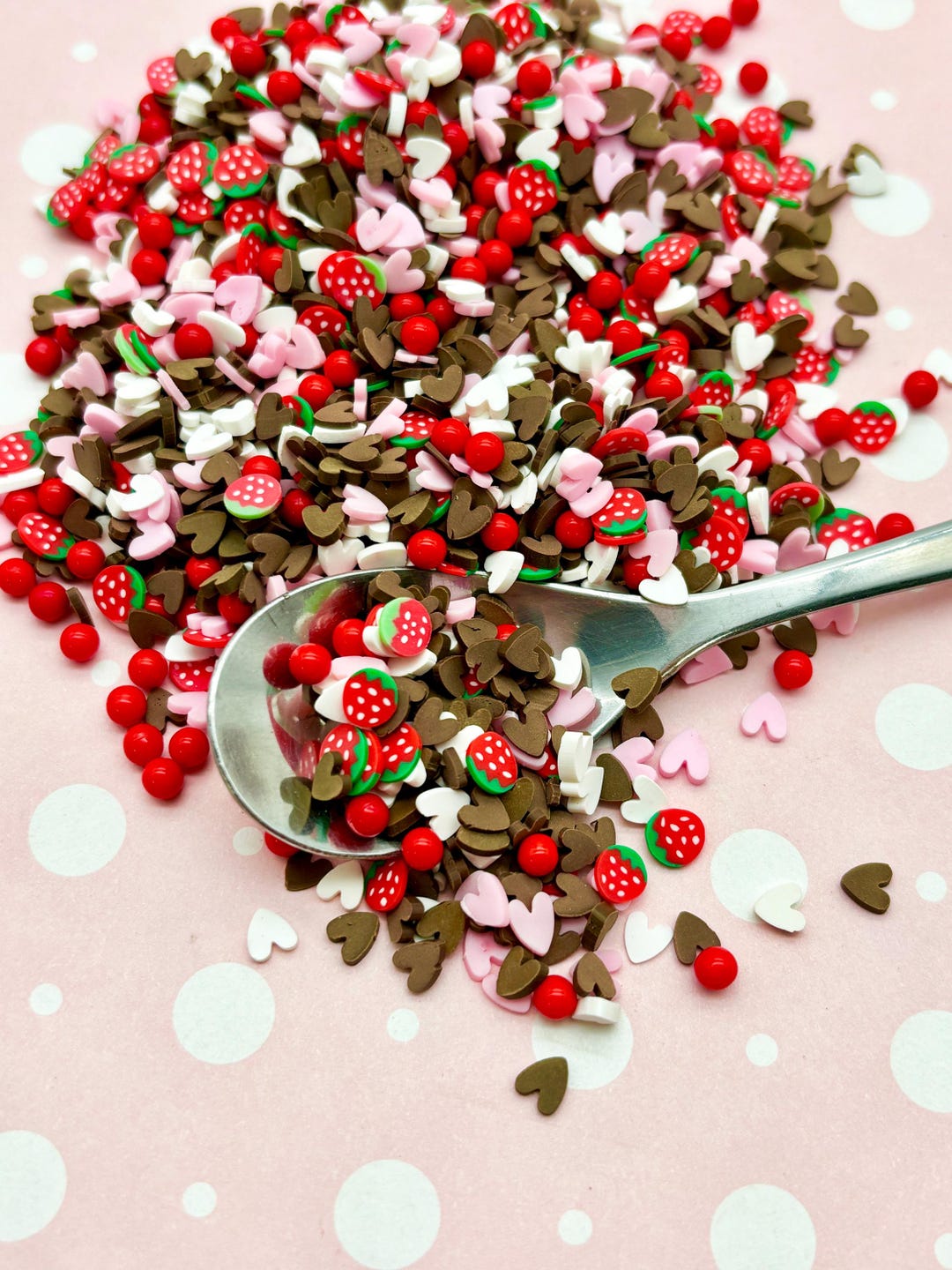 STRAWBERRY BON BON, Faux Sprinkle Mix, Fake Resin Pearls, Polymer Clay ...