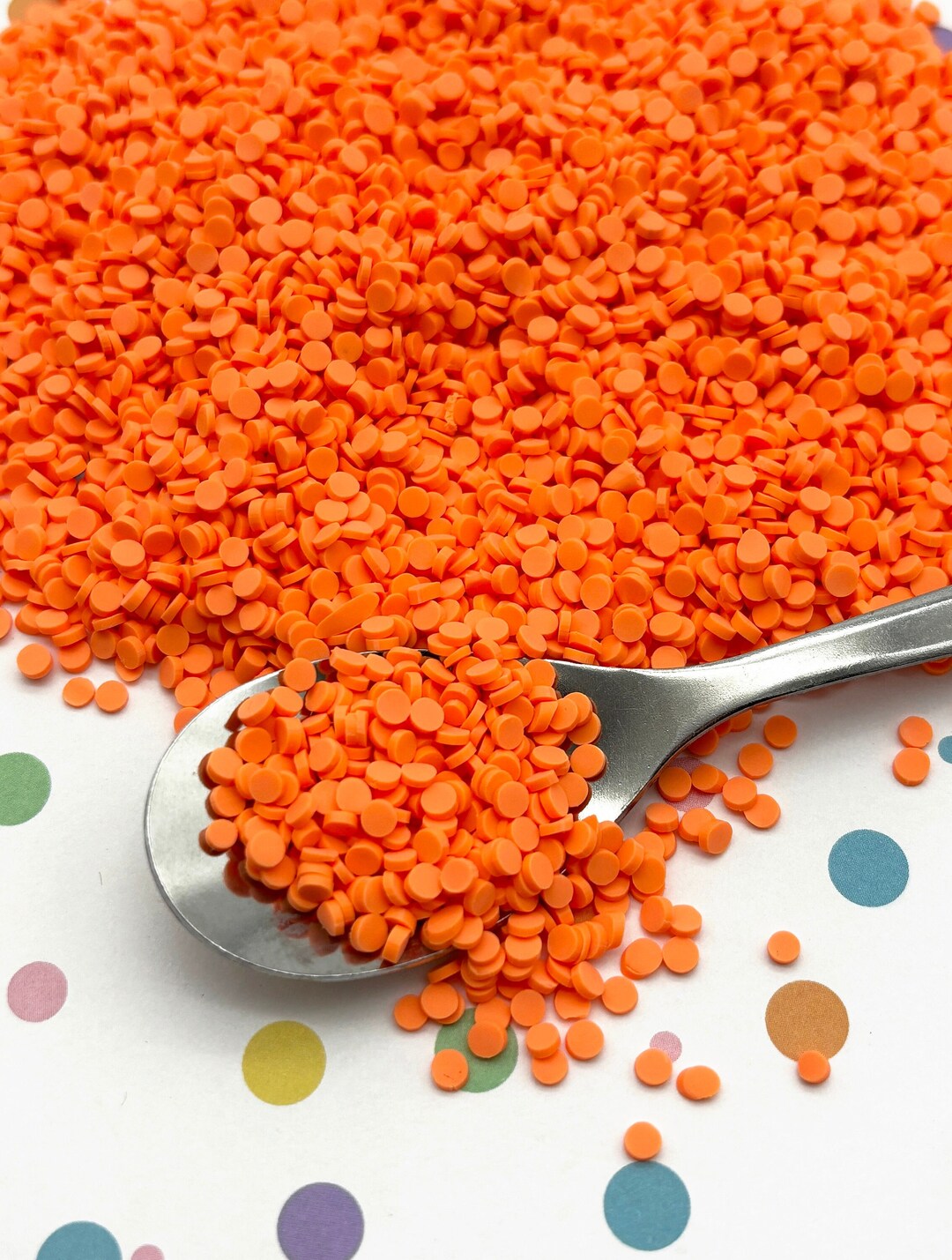 Bright Orange Mini Non Edible Candy Chip Polymer Clay Round Circles ...