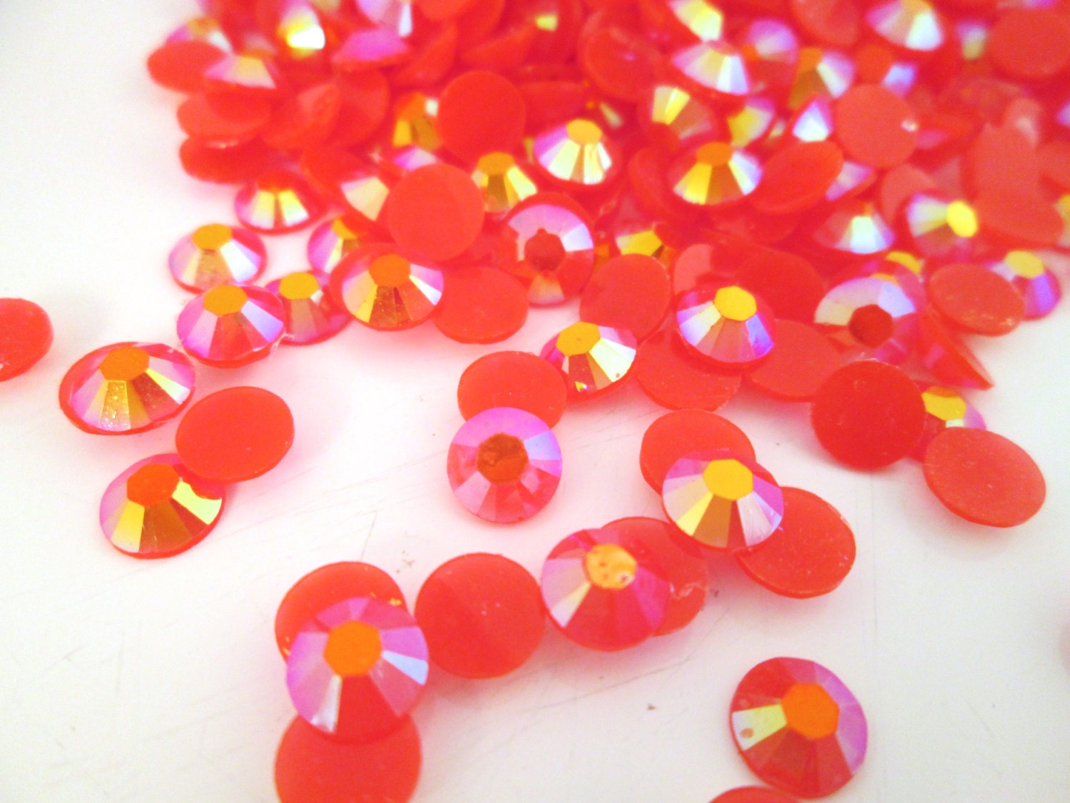 6mm Red AB Jelly Rhinestones Flat Backed Resin Faceted Cabs - Etsy