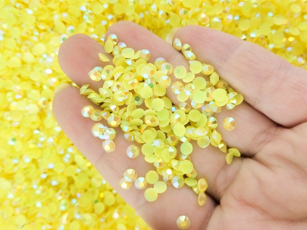 5mm Round Bright Yellow AB Flatbacked Jelly Resin Rhinestone Cabochons ...