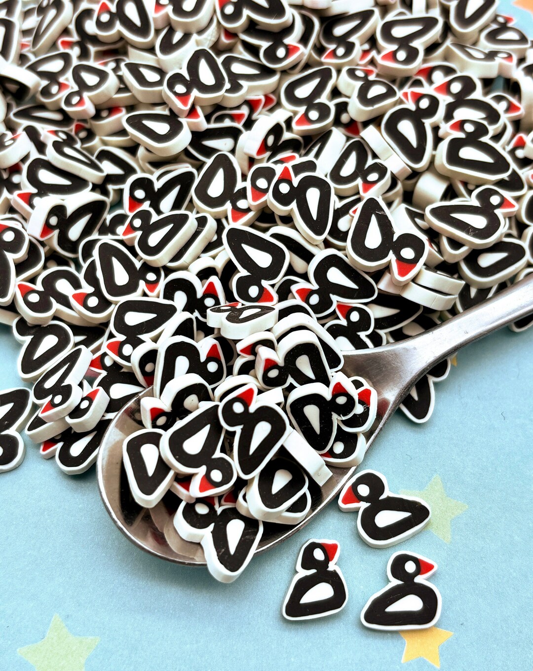 Black and White 10mm Rubber Ducky Polymer Clay Sprinkles, Duck Bird ...