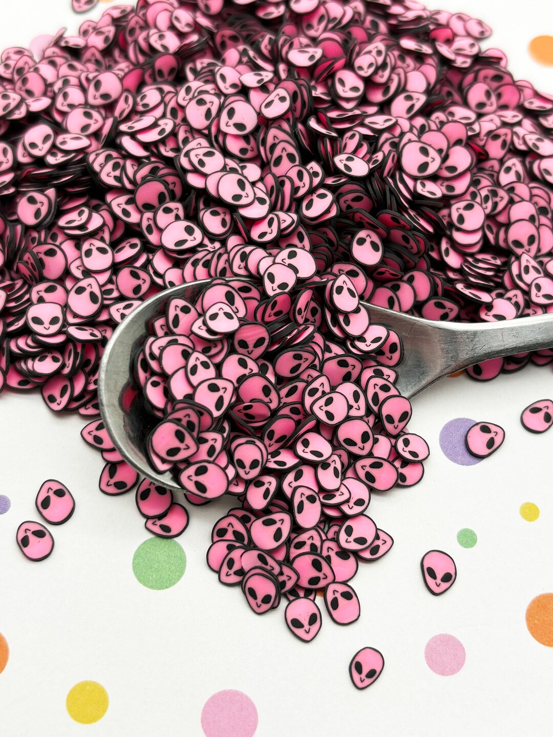 Pink Alien Polymer Clay Slices, Nail Art Slices, Faux Sprinkles, UFO ...