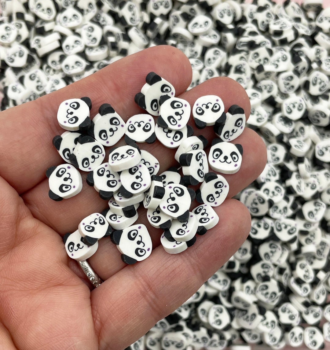 Larger Thick Cut Black and White Panda Bear Polymer Clay Sprinkles, NON ...