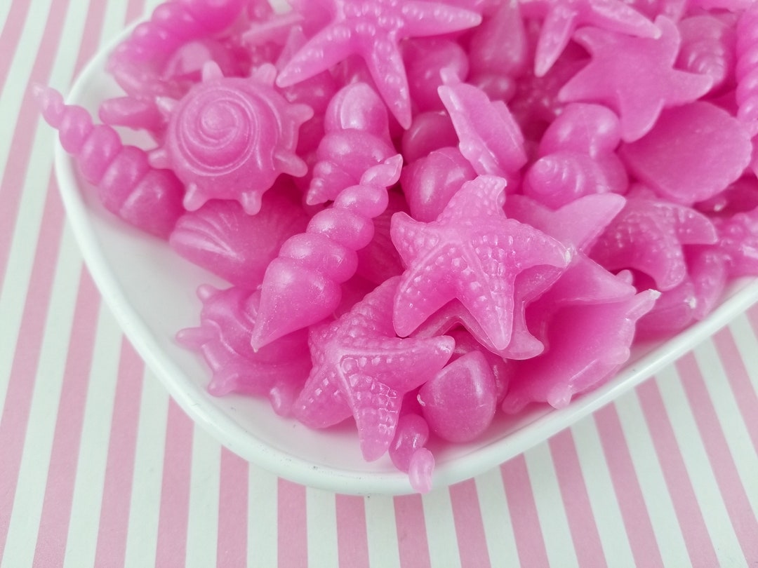 6 Glow in the Dark Magenta Pink Seashell Resin Flatbacked Cabochons ...