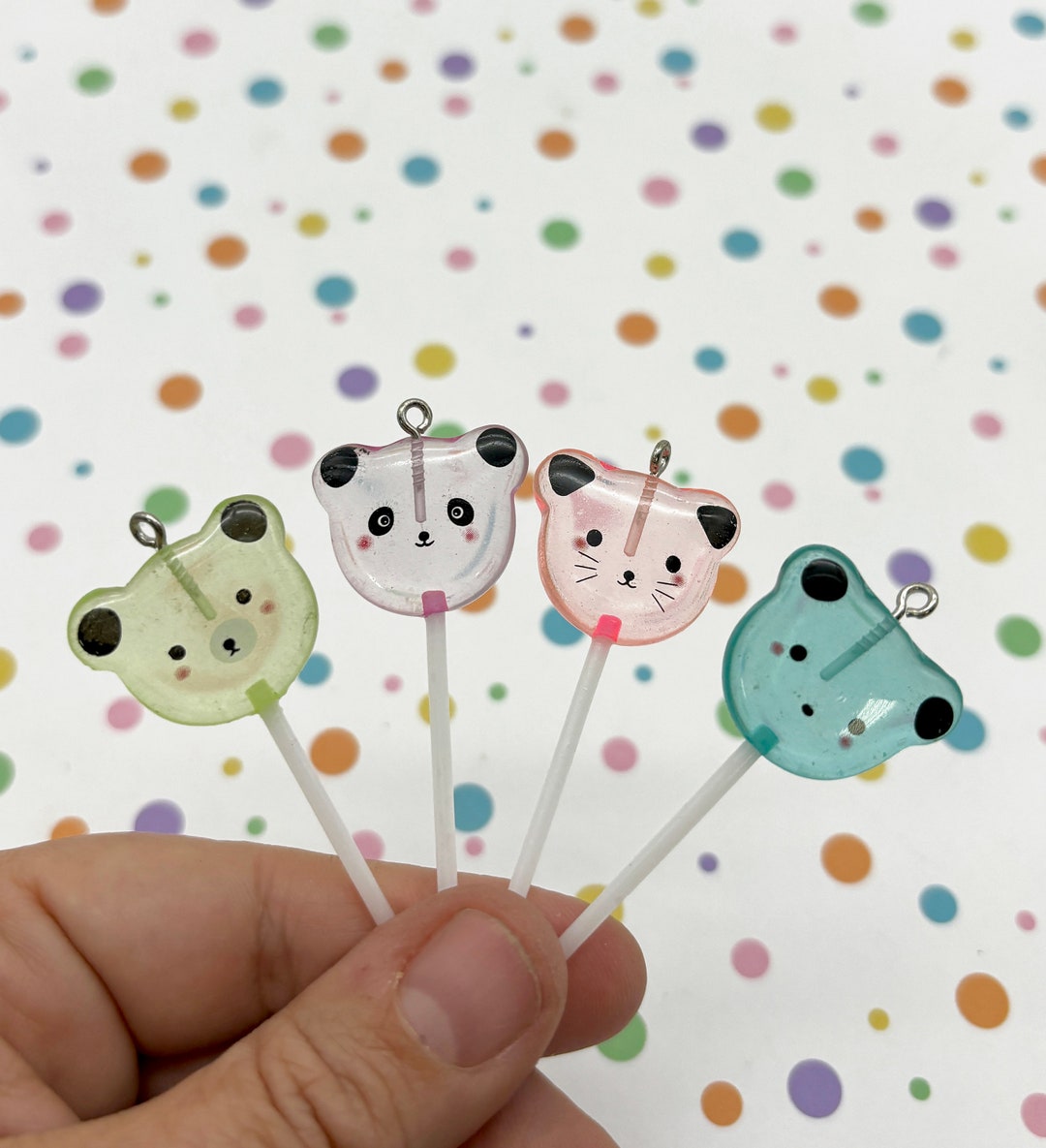 3 Small Pastel Glow in the Dark Bear Fakebake Resin Candy Sucker ...