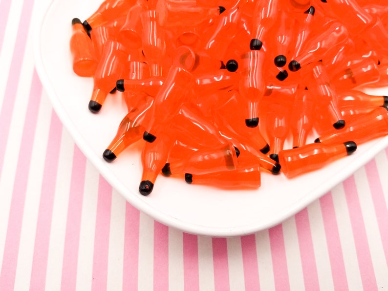 6 Miniature Red Orange Soda Bottle Cabochons Kawaii Cola - Etsy