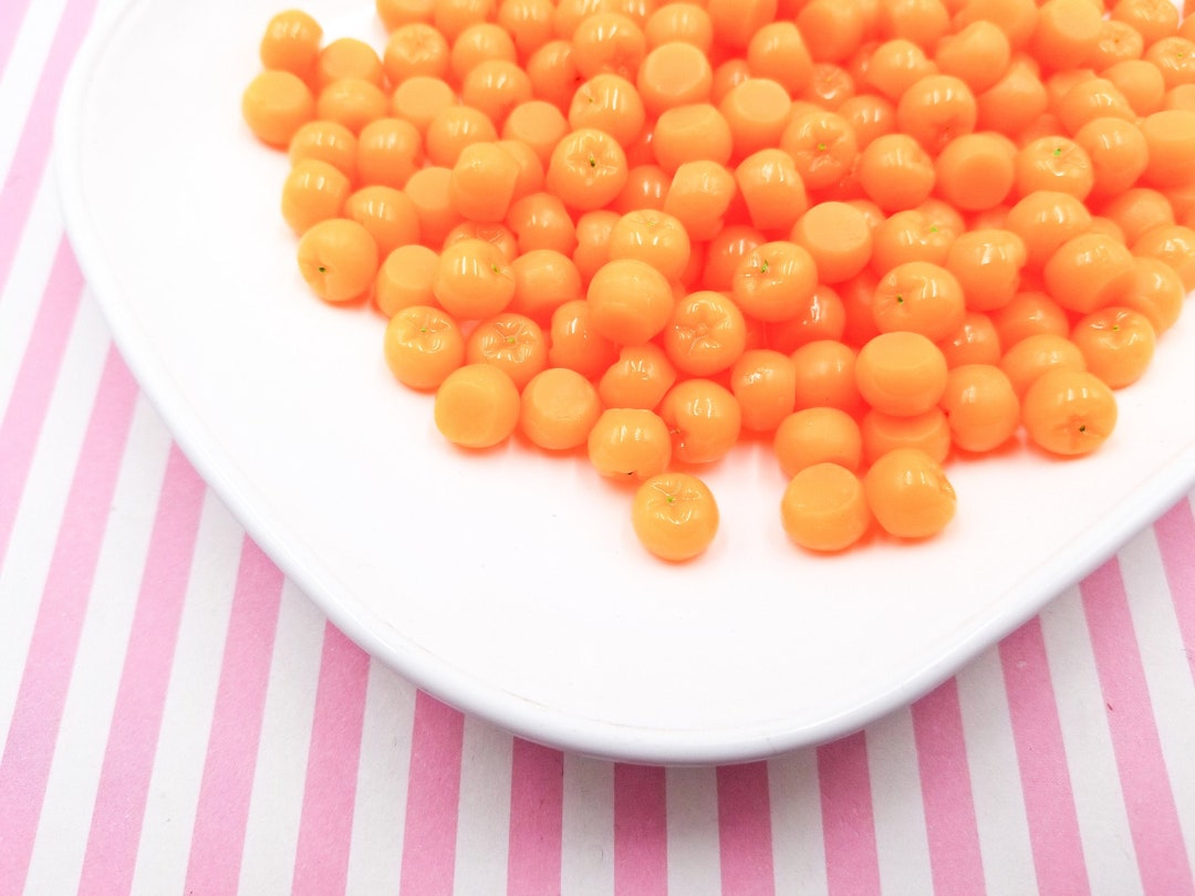 8 Tiny 8mm Resin Realistic Orange Cabochons, Flat-bottom Acrylic ...