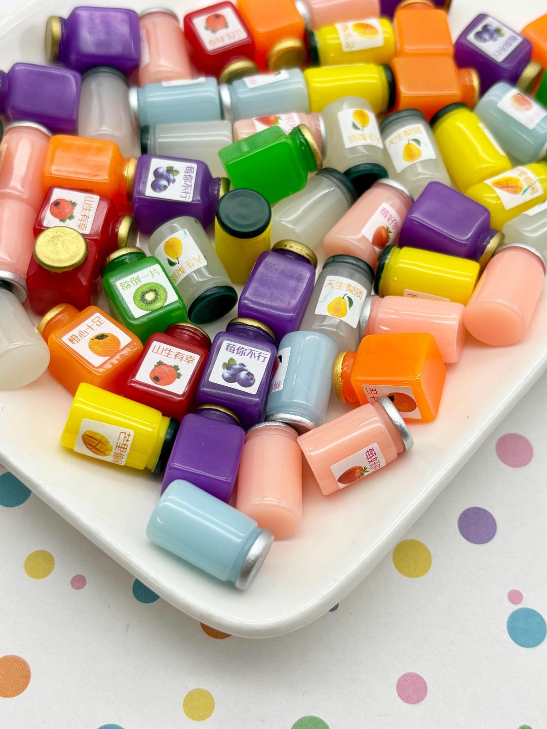 4 Miniature Acrylic Plastic Jam Jar Cabs – Kawaii Resin Cabochons for ...