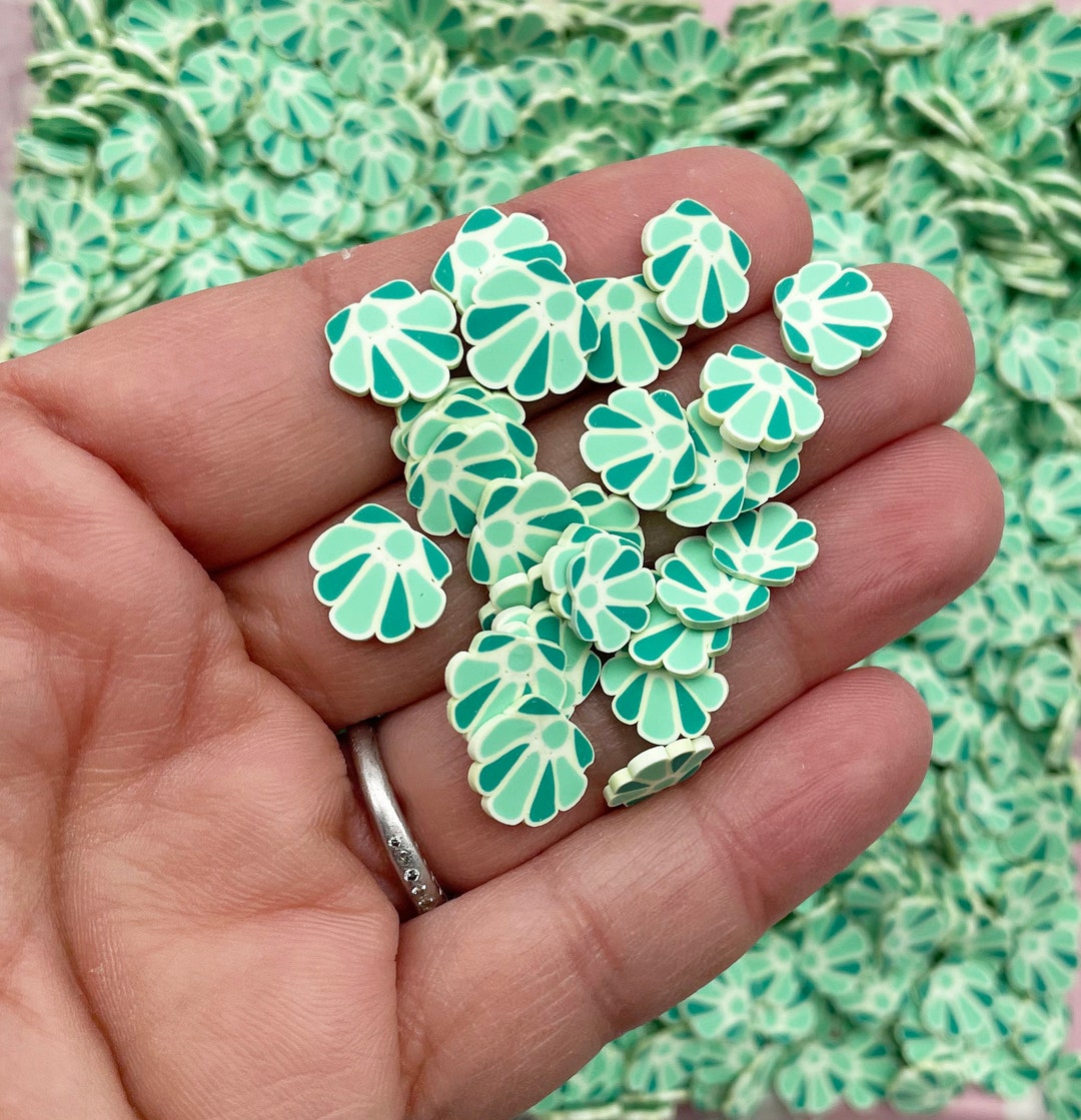 Larger Green Clamshell Shell Slice, Mermaid Themed Seashell Polymer ...