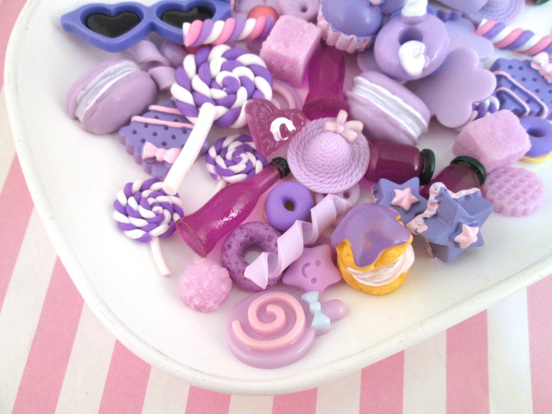 Assorted Flatbacked Resin Purple Sweets/food/character Cabochons Mix ...