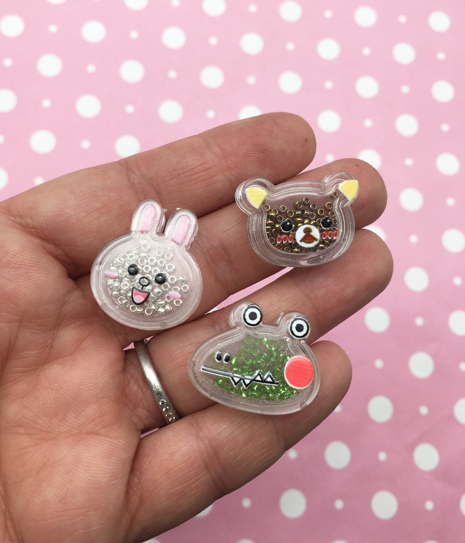 3 Cute Kawaii Animal Character Acrylic Plastic Shaker Flatbacked ...