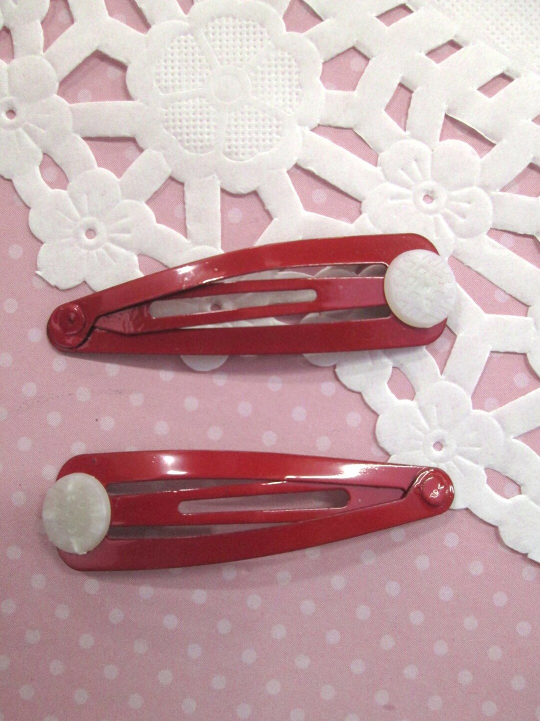 10 Red 50mm Snap Hair Clip Barrettes With a Round Glue on Pad C244 - Etsy