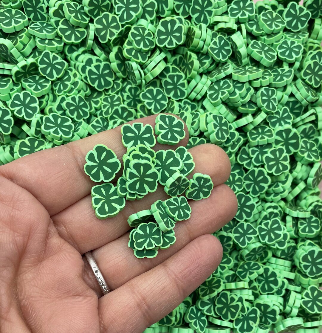 Larger Green Polymer Clay Clover Shamrock Sprinkles, Fimo Fake Resin ...