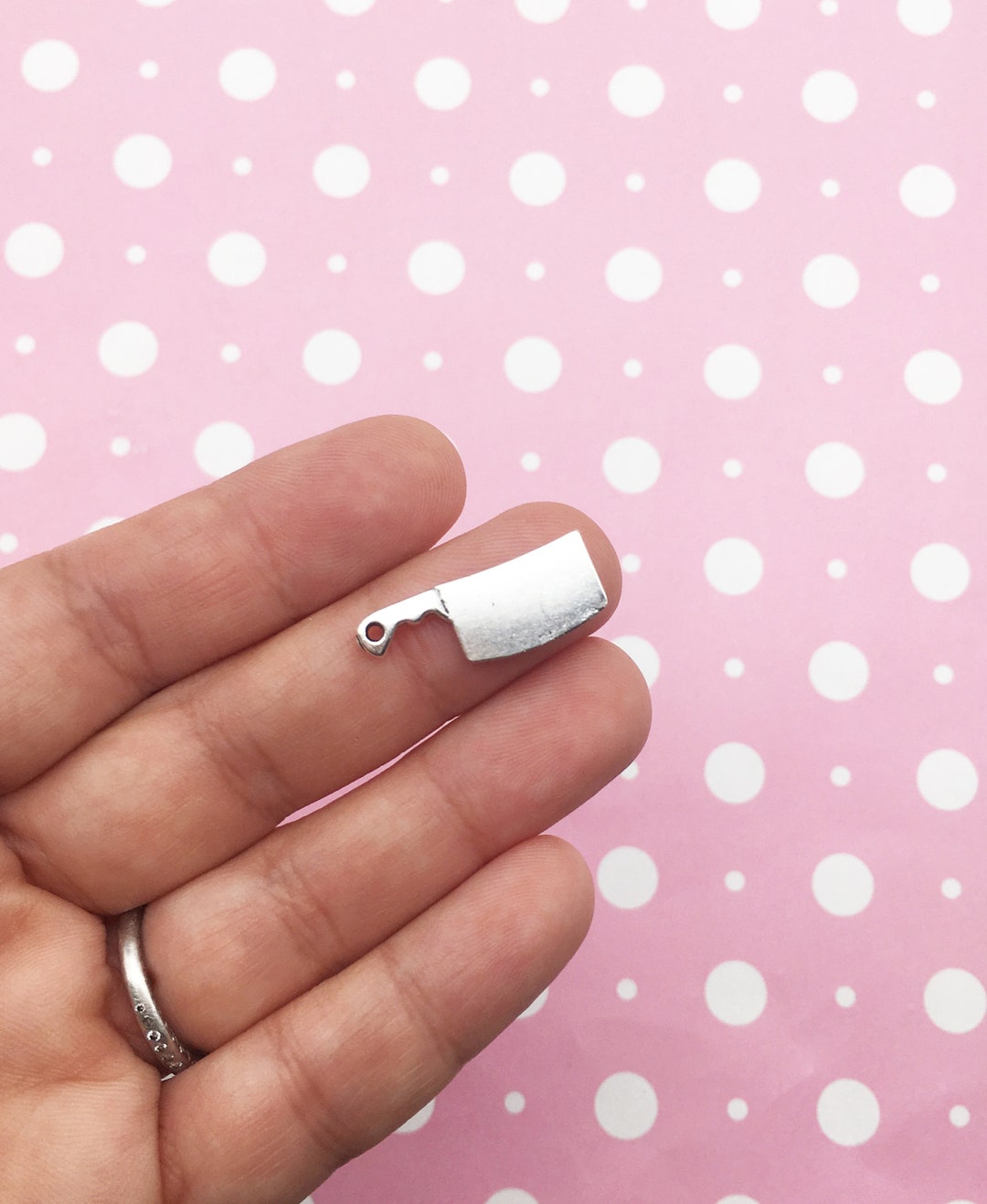 10 Silver Butcher Knife Pendant Charms, Cleaver Charms, Perfect for ...