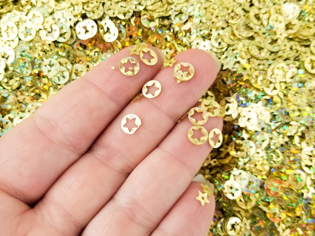 Gold Holographic Star Sequins Glitter, Sequins Glitter, Nail Art ...