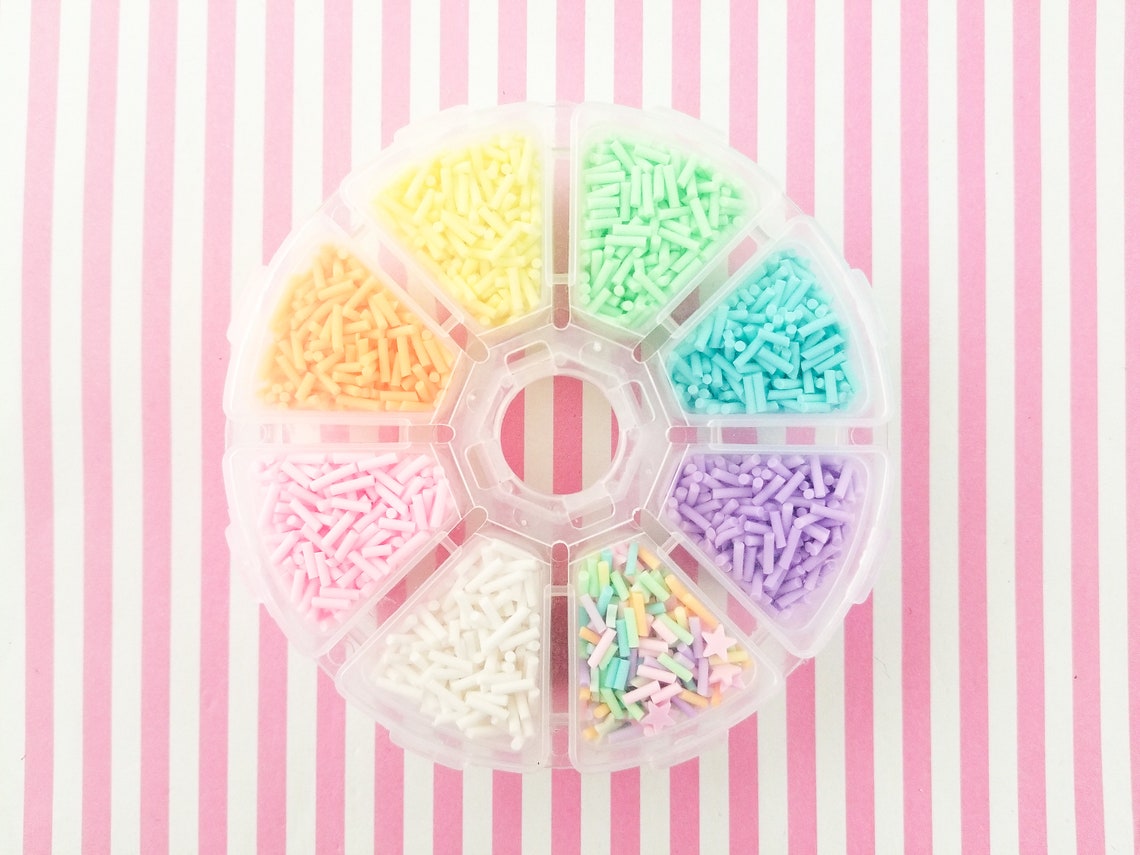 1 Wheel Pastel Rainbow Sprinkle Themed Polymer Sprinkle Mix-in Sets ...