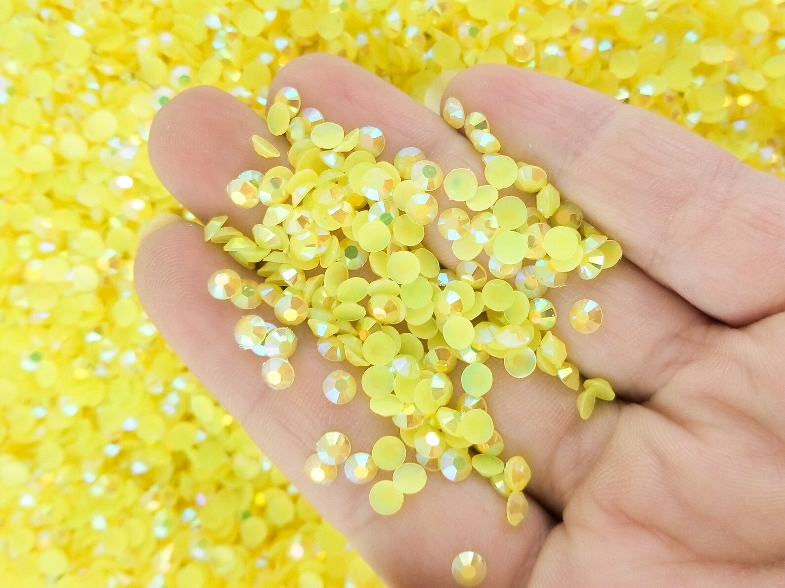 4mm AB Jelly Resin Rhinestones Bright Yellow Flat Backed - Etsy
