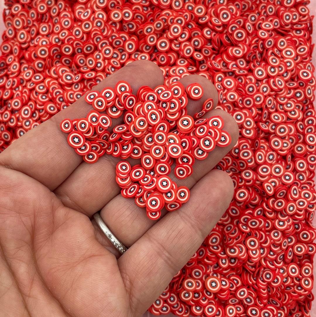 Patriotic Round Star Shield Flag Polymer Clay Slices, Nail Art Slices ...