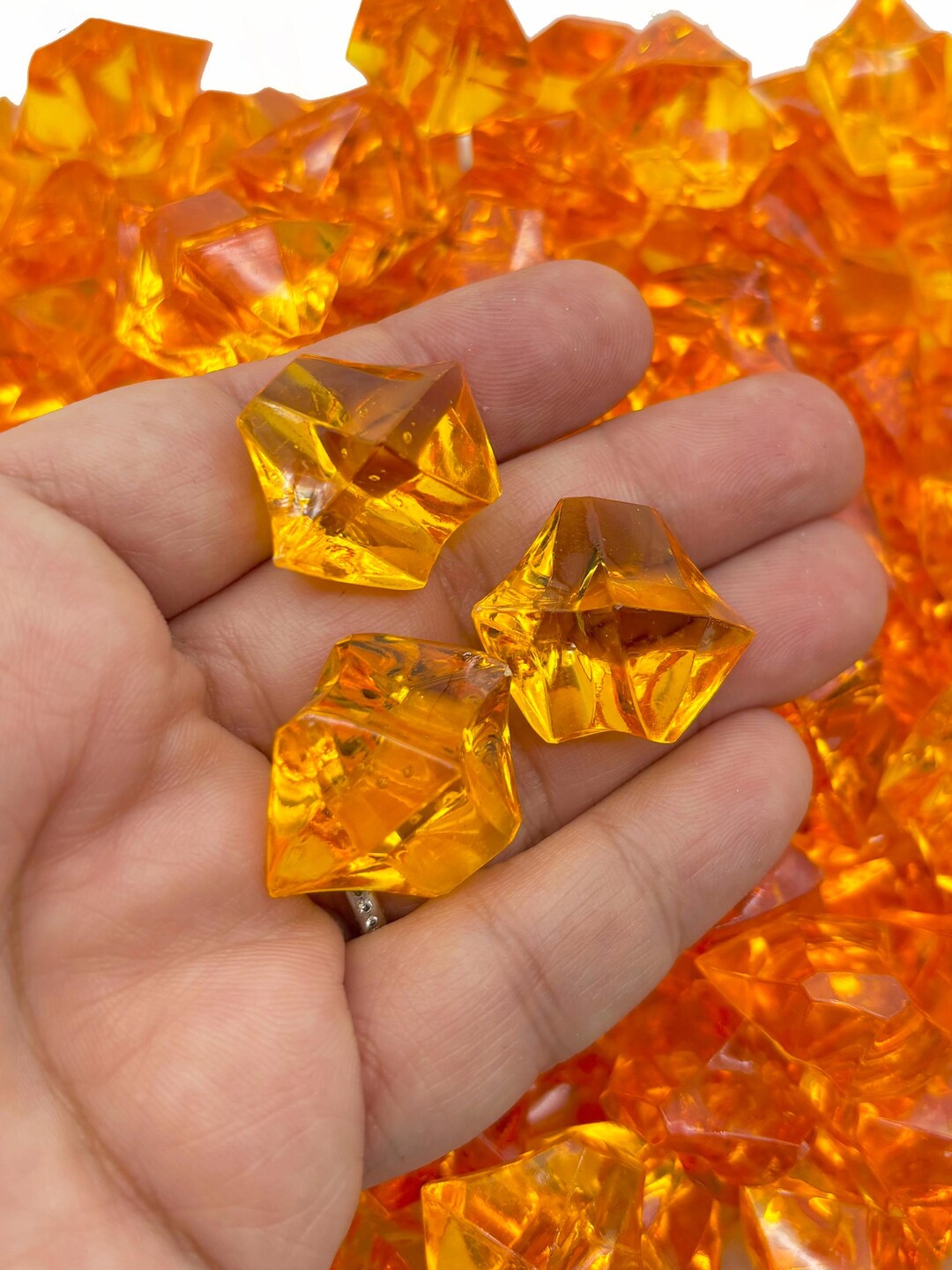 50g LARGE Transparent Orange Acrylic Gemstone Chunks, Resin Gem Stones ...