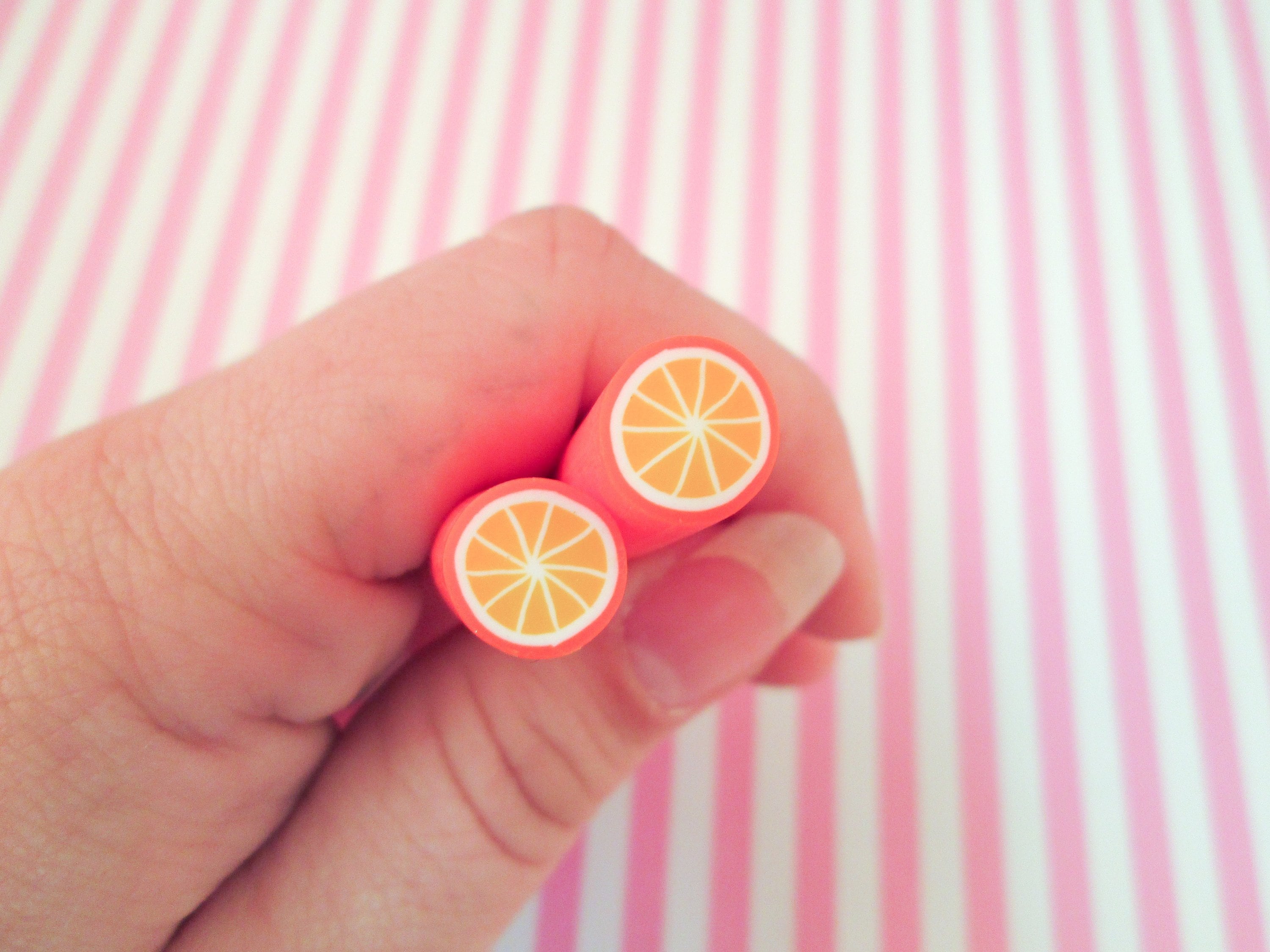 One Huge Mandarin Orange Polymer Clay Baked Cane for Fruit Slices, 50mm ...