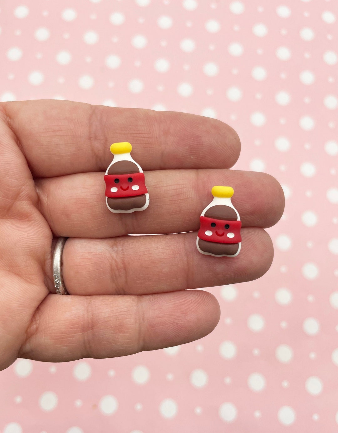 4 Miniature 18mm Soda Bottle Flatbacked Resin Cabochons, Kawaii Cola ...