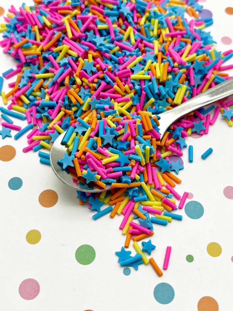 ARCADE Polymer Clay Bright Sprinkles With Blue Stars, Decoden Fake Bake ...