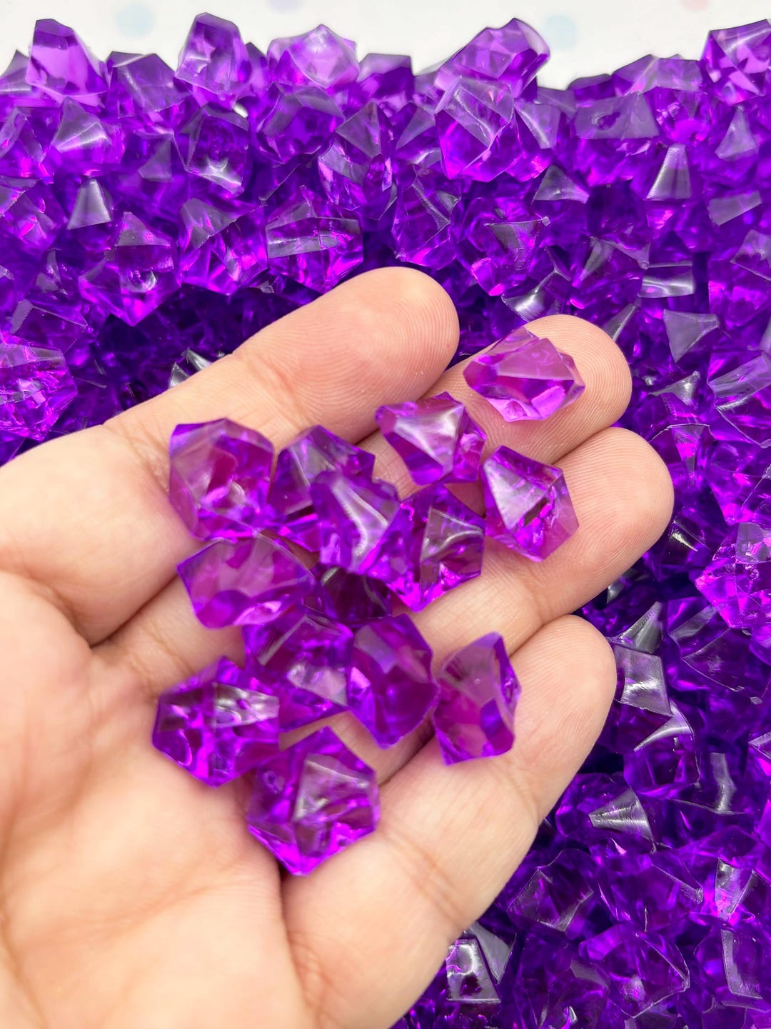 50g SMALL Plum Purple Transparent Acrylic Gemstone Chunks, 15mm Resin ...