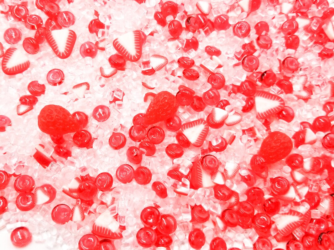 100 Grams Iced Strawberry Fishbowl Resin Shaker Sprinkle Mix, Polymer ...