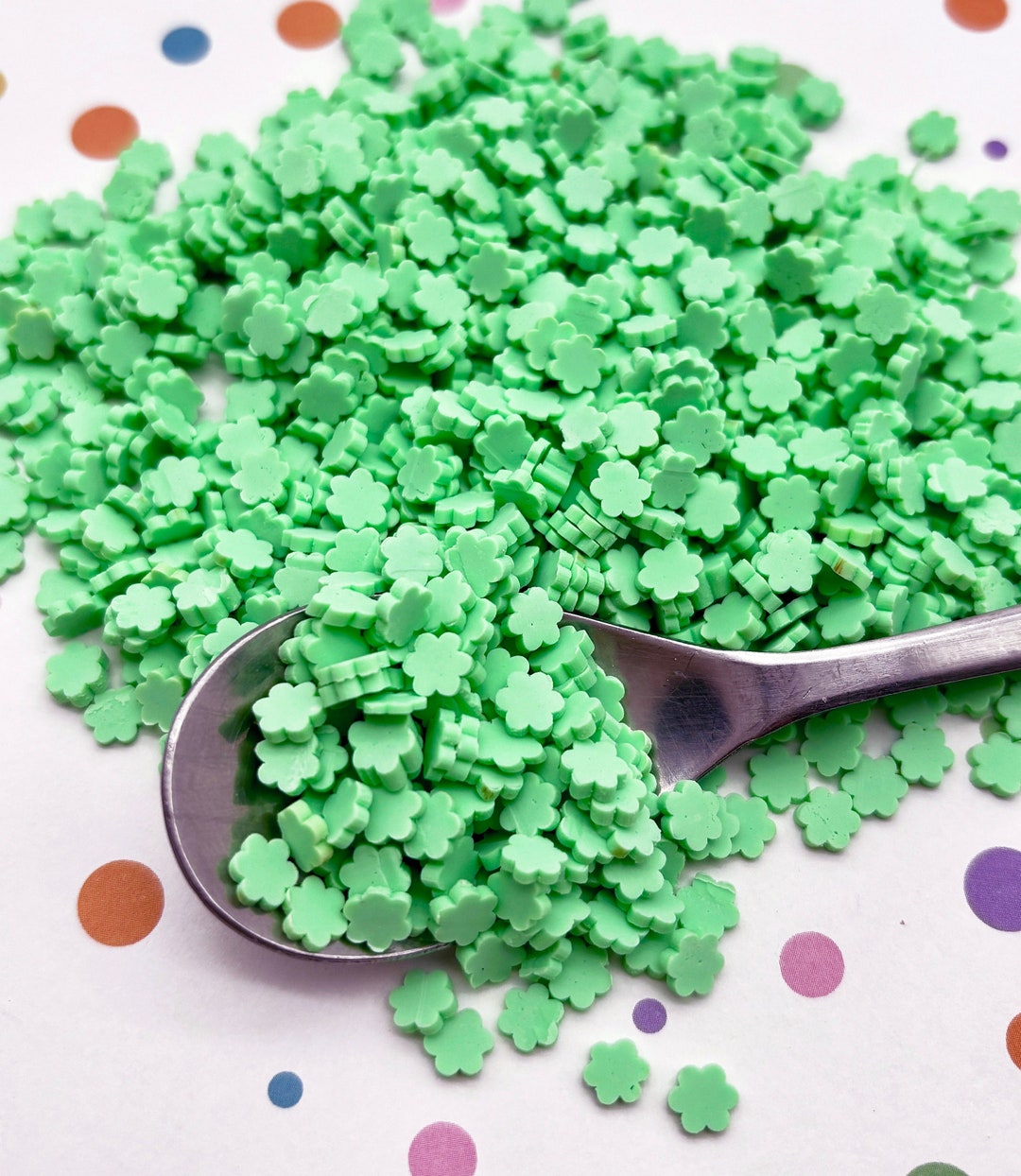5mm Pastel MINT GREEN Polymer Clay Flower Sprinkles, NON Edible Fake ...