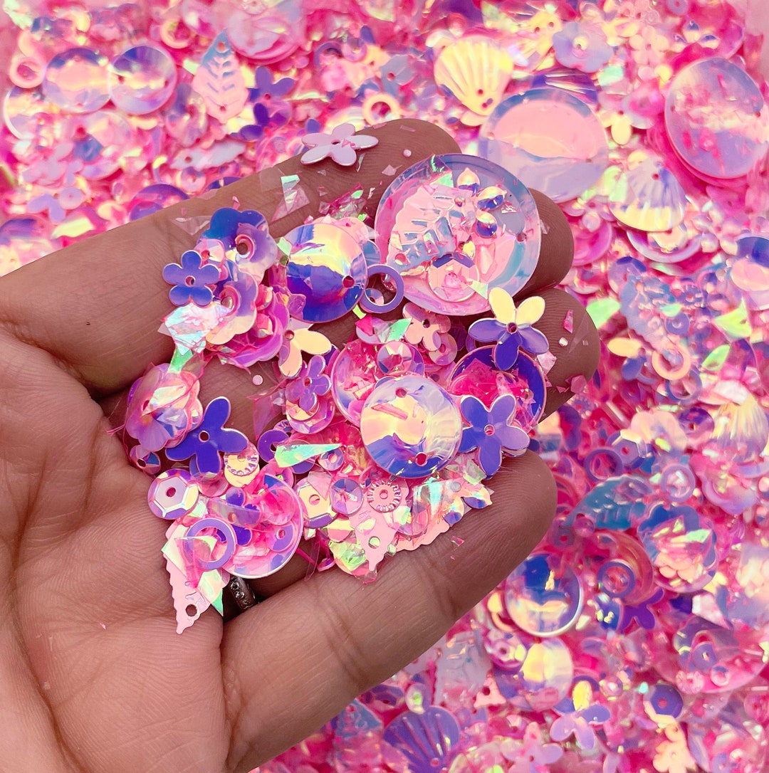 Pink Mermaid Shell Iridescent Shift Larger Size Chunky Assorted Shape ...