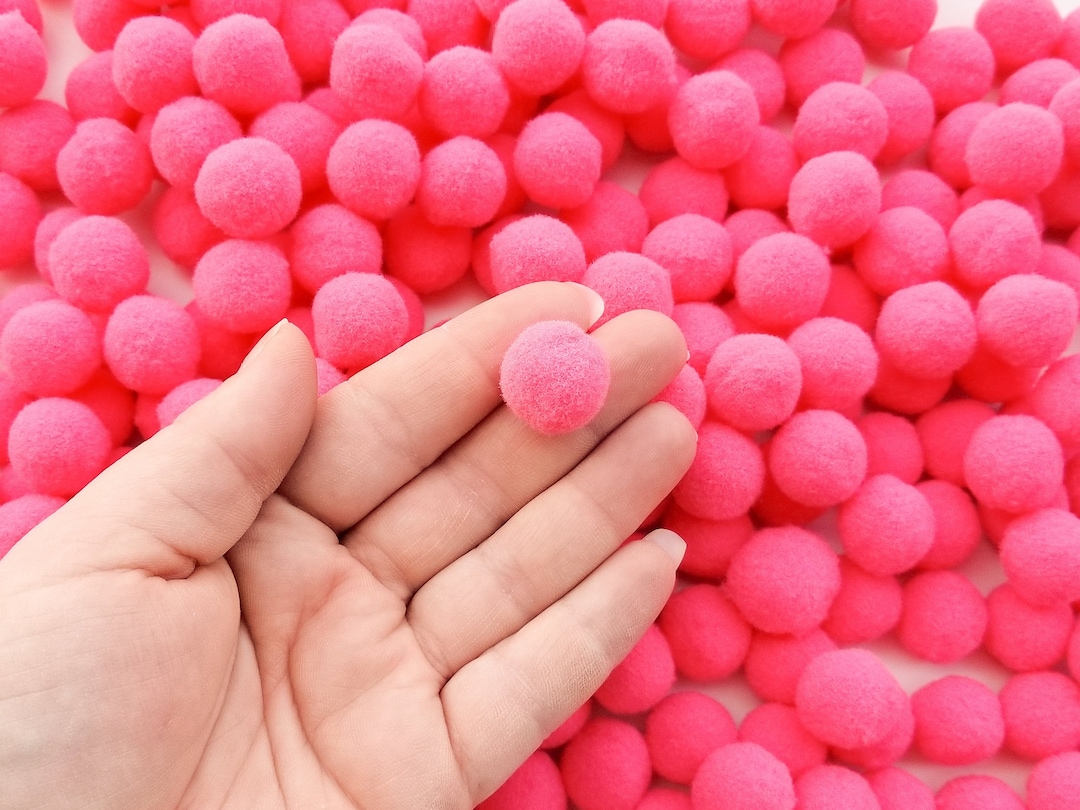Fifty Round 20mm Magenta Pink Mochi Balls, Pom Poms, Approx. 50 Pieces ...