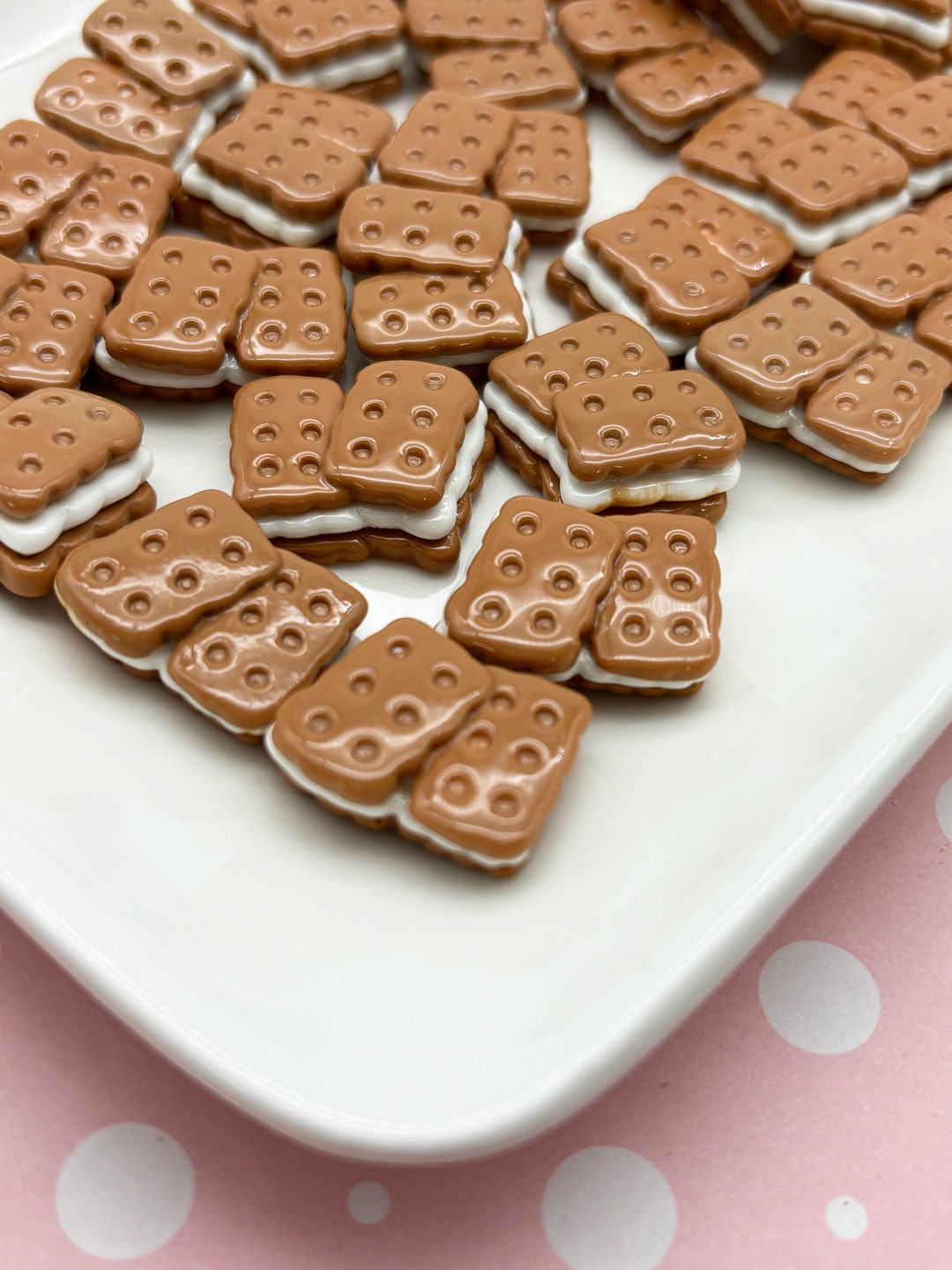 4 Miniature Ice Cream Sandwich Graham Cracker Cabochons Flat Backed ...
