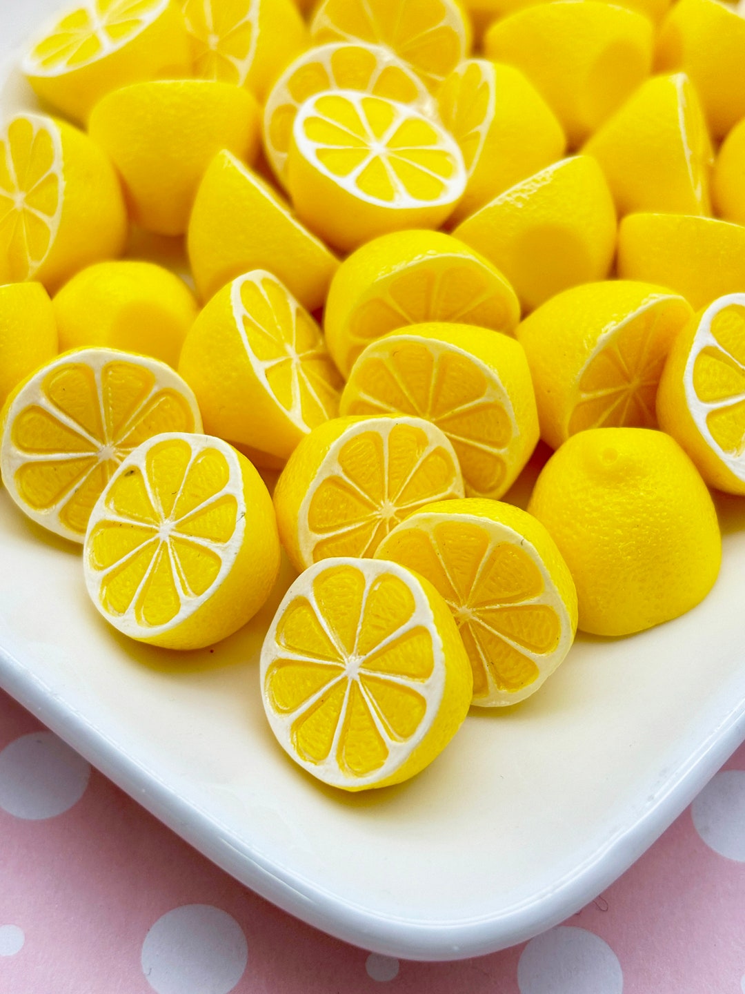 4 Small 3D Resin Lemon Cabochons, Citrus Fruit Slices Cabs, 1083 - Etsy