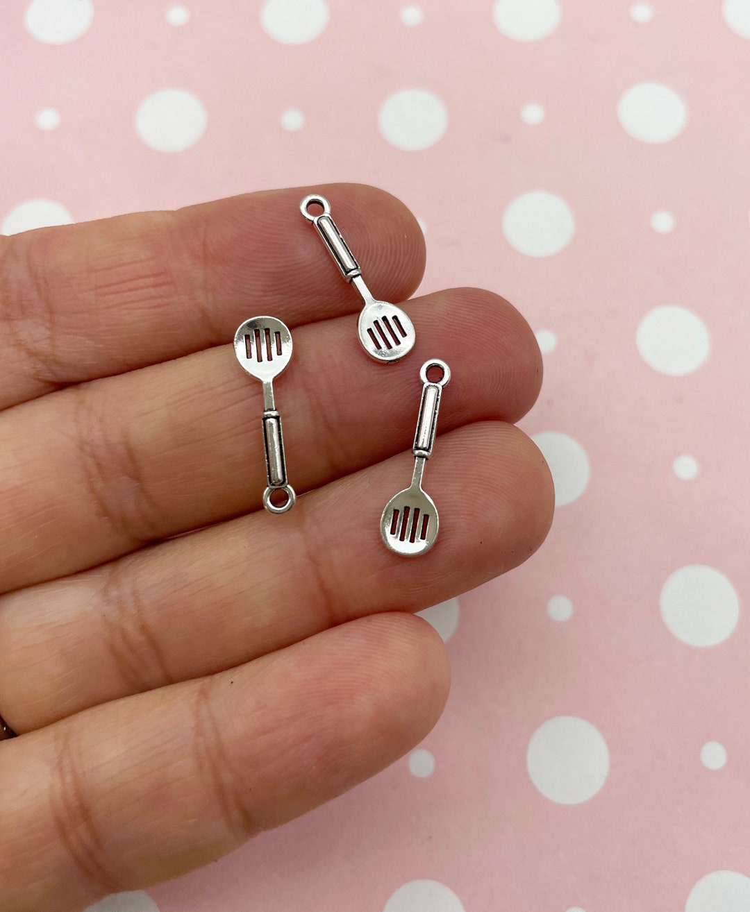 15 Silver Spatula Cooking Charms, Dollhouse Miniature Cutlery Pendant ...