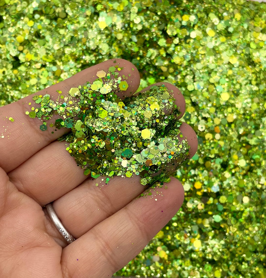 Spring Green Pixie Dust Assorted Shape Solvent Resistant Glitter, Pick ...