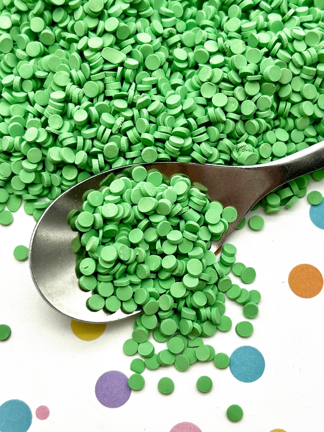Green 3mm Mini Fake Candy Chip Polymer Clay Round Confetti Circles ...