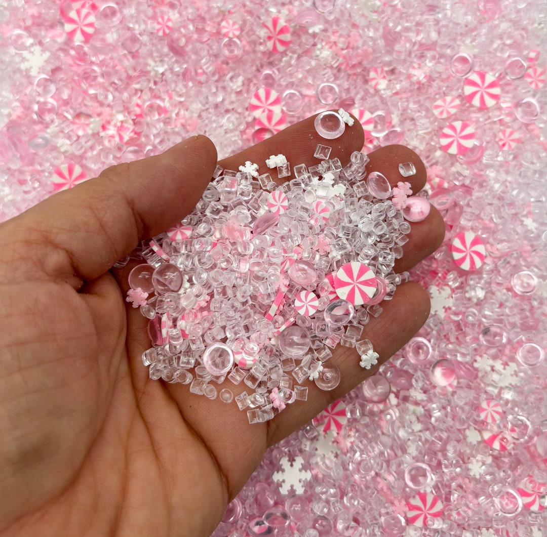 100 Grams Pink Christmas, NON EDIBLE Winter Snowflake and Peppermint ...