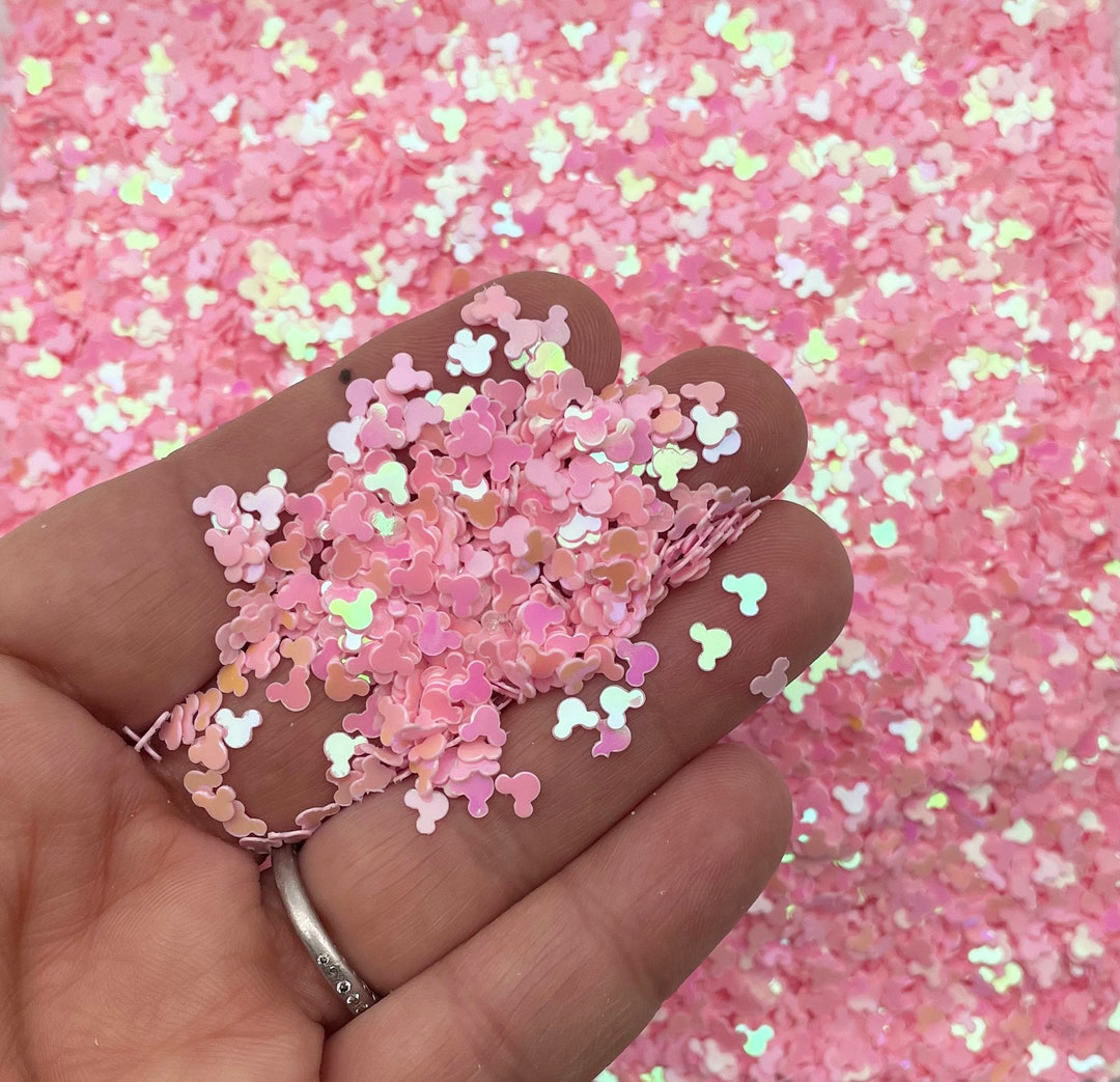 Pastel Pink Mouse Ears Iridescent Shift Glitter, Resin Embellishment ...